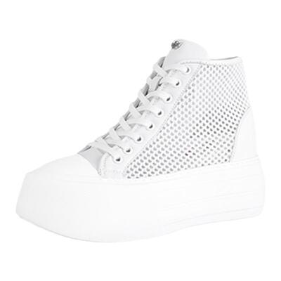 艾今8cm超轻增高镂空高帮小白鞋