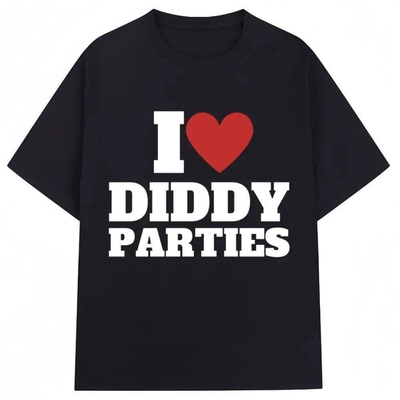 I Love Diddy Parties 欧美创意趣味时尚简约字母圆领短袖T恤男女