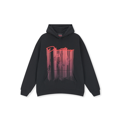 DICETINY 肌理感前胸字母渐变印花帽衫男美式国潮牌高街情侣卫衣