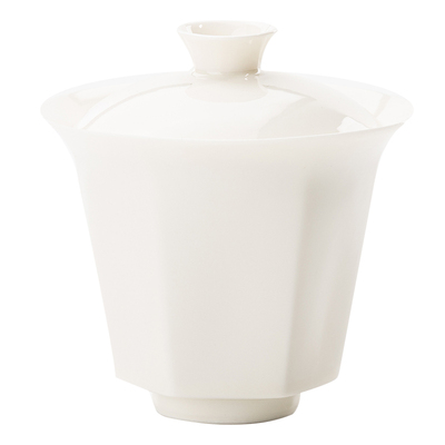 白釉功夫茶单个小号不烫手盖碗