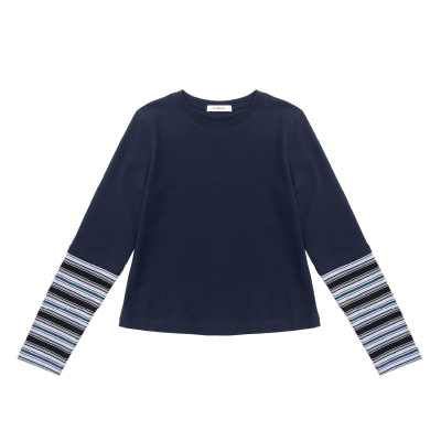 KipMarket拼接条纹长袖T恤