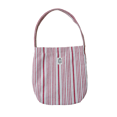 原创文艺森女布包小清新红色条纹编织帆布包单肩包女大学生上课包