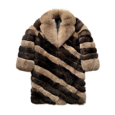 由派头男士长款狐狸毛皮草大衣