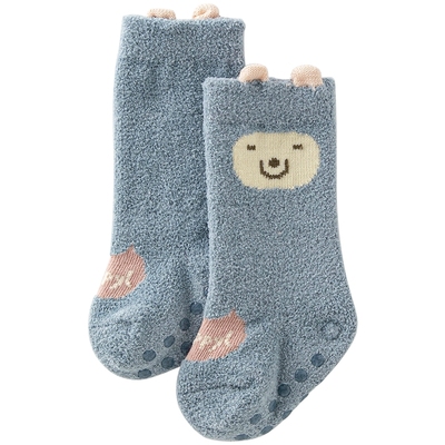 乖奇熊男女宝宝半边绒保暖中筒袜