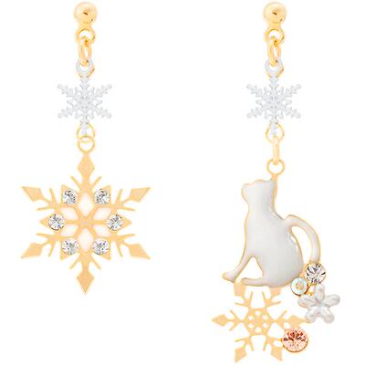 OSEWAYA灵动俏皮雪花猫咪耳环