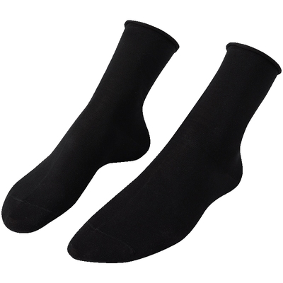 女士纯色翻口棉质堆堆袜中筒短袜