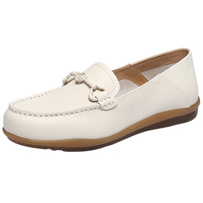 森达真皮乐福鞋一脚蹬舒适单鞋