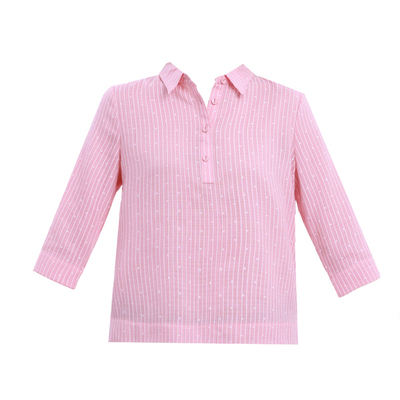 印花POLO领衬衫女棉舒适亲肤中袖