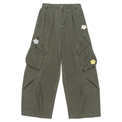 GOGOSOON工装裤男280g新款春秋纯棉美式青少年多口袋别针装饰Q