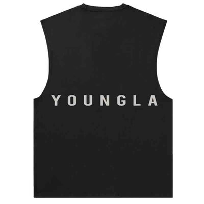 ins风宽松全棉美式背心后背印花