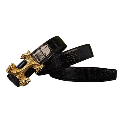 男士龙形镶钻内穿皮带扣头不锈钢平滑扣百搭腰带配件鳄鱼皮腰带