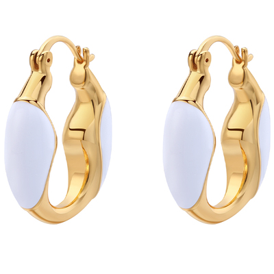 桑蕾雪顶圆环冷珐琅耳钉