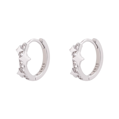 FourPinS925银小众星星锆石耳环