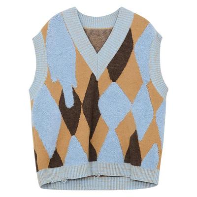 谜底针织衫马夹女冬季新品复古风V领套头针织背心244MZ1882