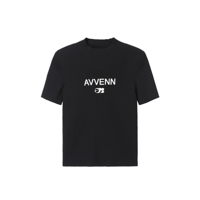 AVVENN春季微高领毛衫短袖