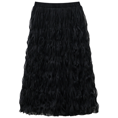 黑色半身裙小香风长款蛋糕裙纱裙