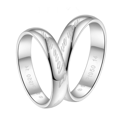 love爱pt950铂金素圈情侣对戒