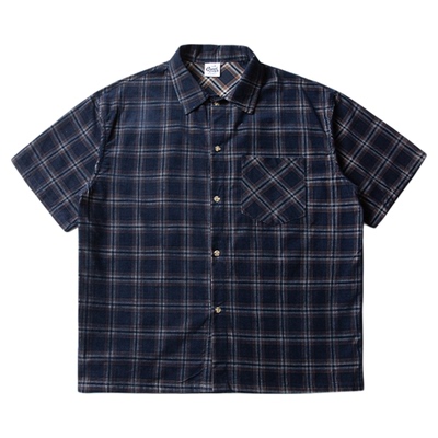 GOKIGA2025新款复古格子短袖衬衫