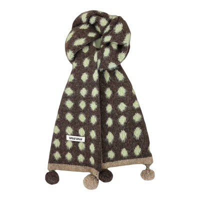 韩版时尚波点毛球针织围巾男女