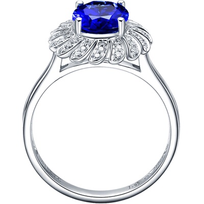 克拉珠宝镶嵌天然坦桑石戒指