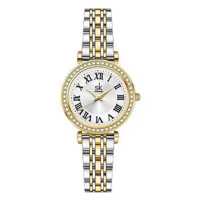 SK女士手表女小众高级感典雅镶钻石英表钢带腕表直播爆款小众品牌