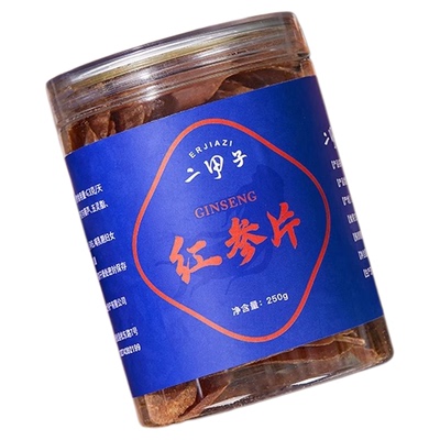 二甲子长白山足龄壮参正品红参片无糖足干片薄即食熬粥泡酒煲汤