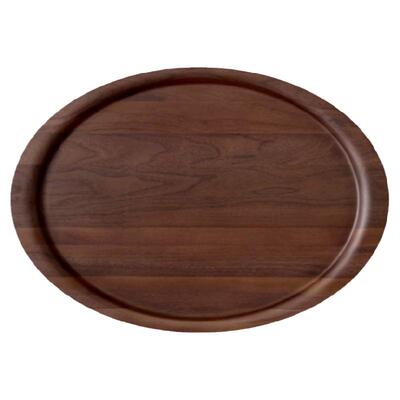 丹麦北欧圆形实木托盘新品