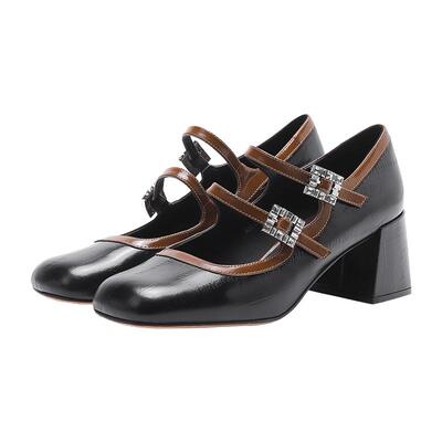 诺贝达玛丽珍鞋甜美粗跟单鞋