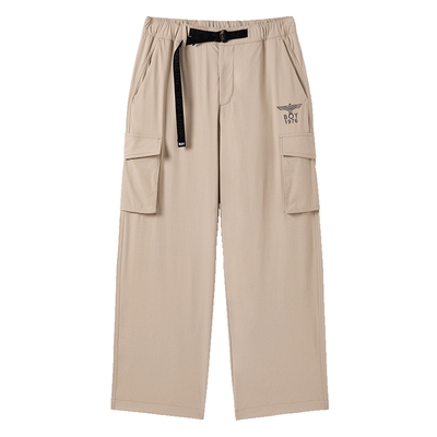 BOYLONDON春季户外卡其色运动裤休闲时尚设计感梭织长裤N34042