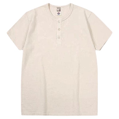 日本SAMURAI JEANS SJST-SC01武士和棉劲草木染纯色复古短袖T恤