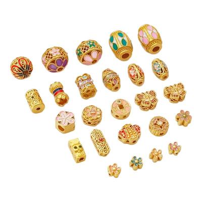 18K沙金滴油烧蓝镂空球椭圆隔珠