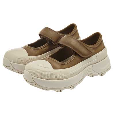 VITTORIO VENTURA薇薇燃 牛皮包头运动玛丽珍厚底鞋