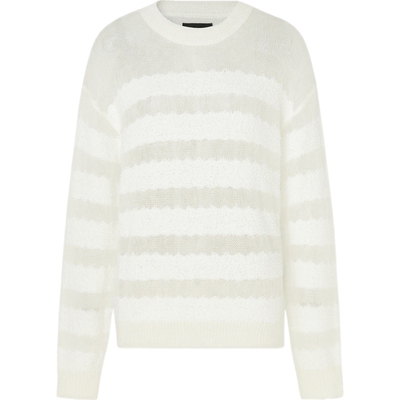 【季末折扣】RtA 秋冬女条纹挑窿马海毛混纺针织毛衣