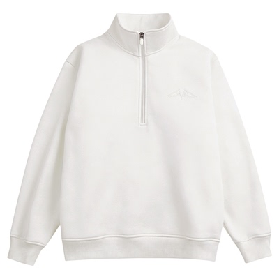 老钱风冬季新款翻领半开襟拉链带领卫衣男女同款上衣