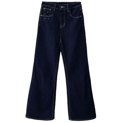 天鹅绒高腰显瘦加绒喇叭牛仔裤女