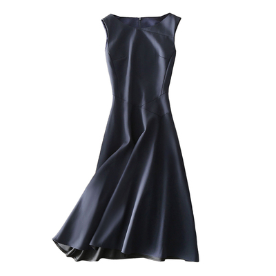 法式优雅chic风纯羊毛无袖小黑裙