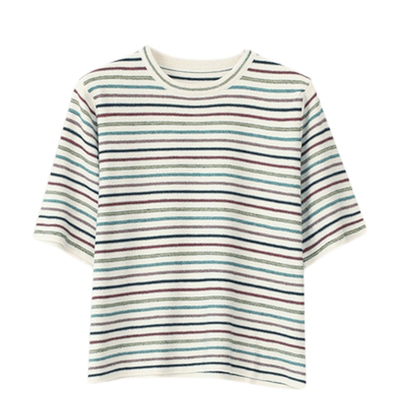 DK-SZHS23113彩虹条纹短袖金丝线