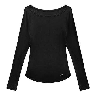 YOTTOY一字领修身长袖船领上衣女