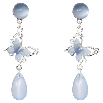 IPINK原创新中式蝴蝶蓝色耳环