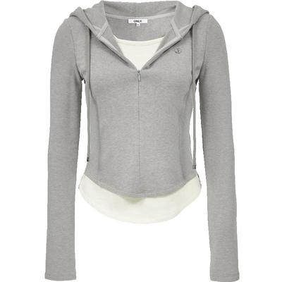 ONLY假两件连帽抽绳卫衣