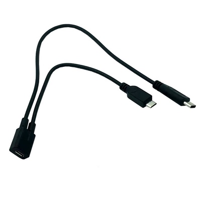 MicroUSB母转Type-C一分二mini