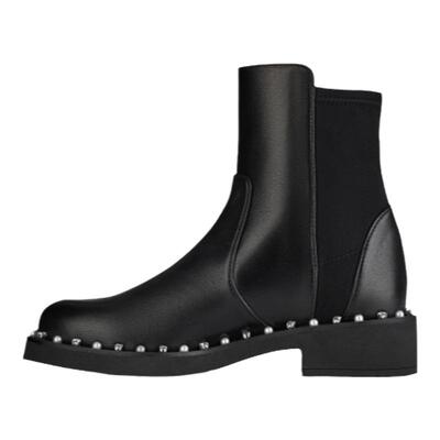 SW24新款水晶珍珠方跟短靴