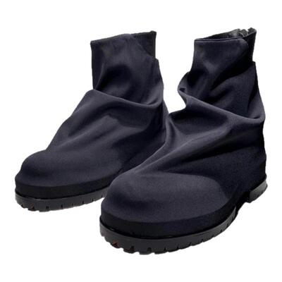 莱卡布褶皱复古马丁靴424机车靴