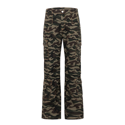 朋克复古多口袋工装迷彩休闲长裤