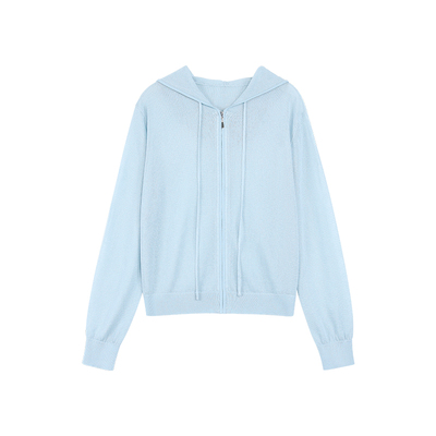 Maven Lin 高品质亲肤麻丝柔软休闲连帽针织开衫女夏轻薄空调罩衫