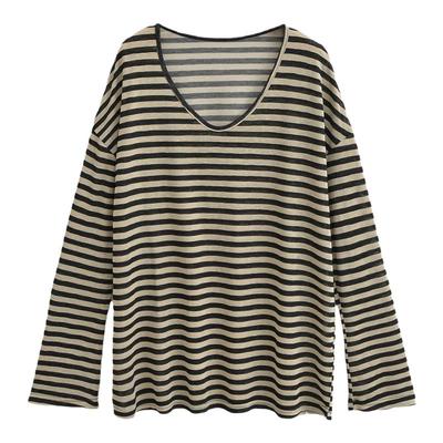 Lovedeath韩版条纹慵懒风长袖T恤