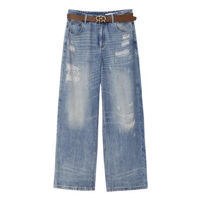 REVAN芮范设计师款酷感仿真破洞牛仔裤RM91302130