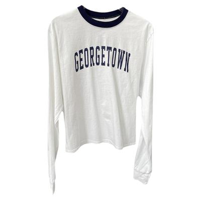 长袖美式复古字母印花棉女T恤