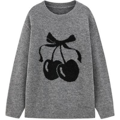 【商场同款】乐町樱桃线套衫冬季新款针织宽松毛衣C1EEE4310