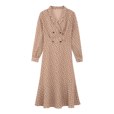 MindBridge雪纺长袖印花连衣裙